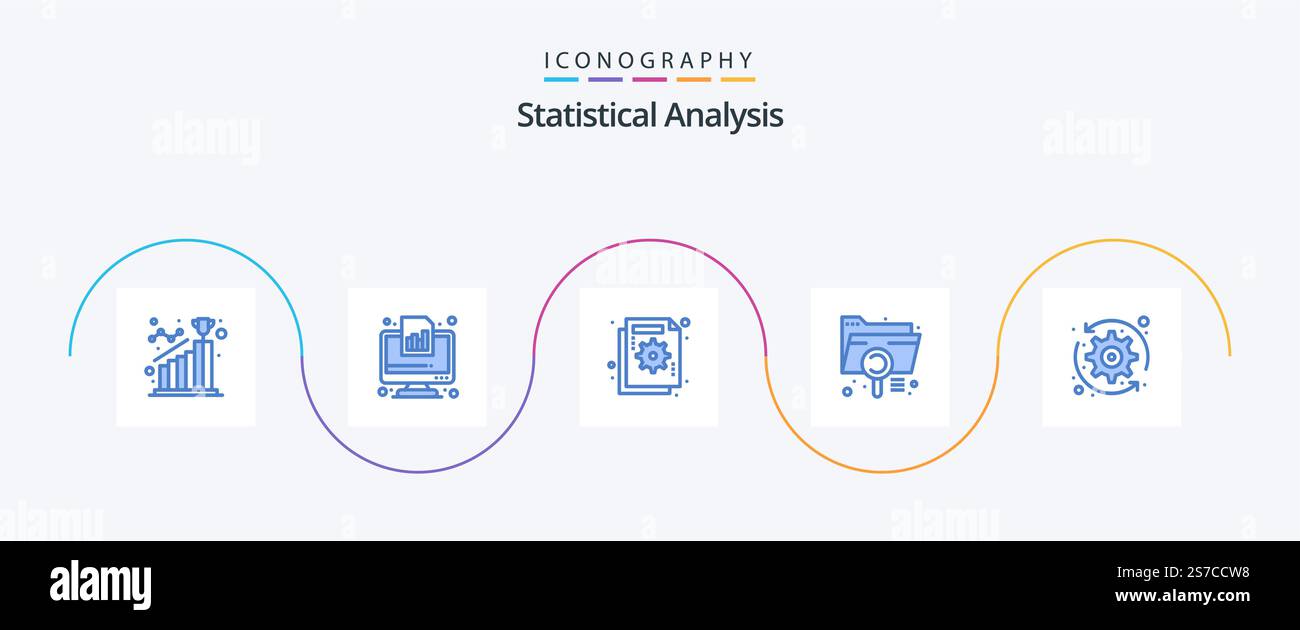 Statistical Analysis Blue 5 Icon Pack Including document. analysis ...