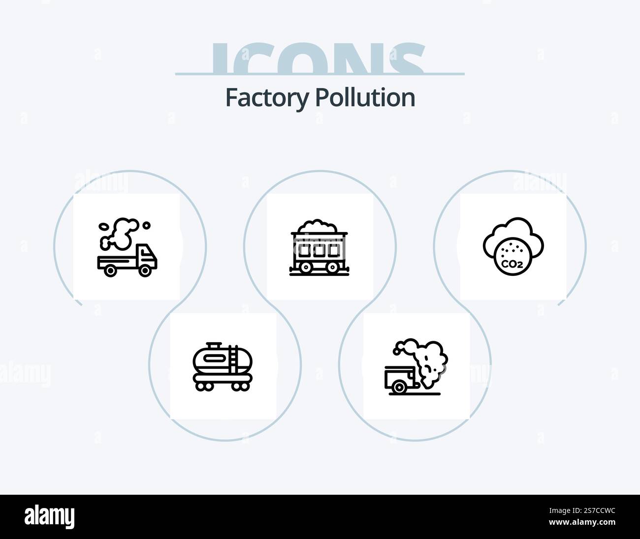 Factory Pollution Line Icon Pack 5 Icon Design. pollution. environment ...