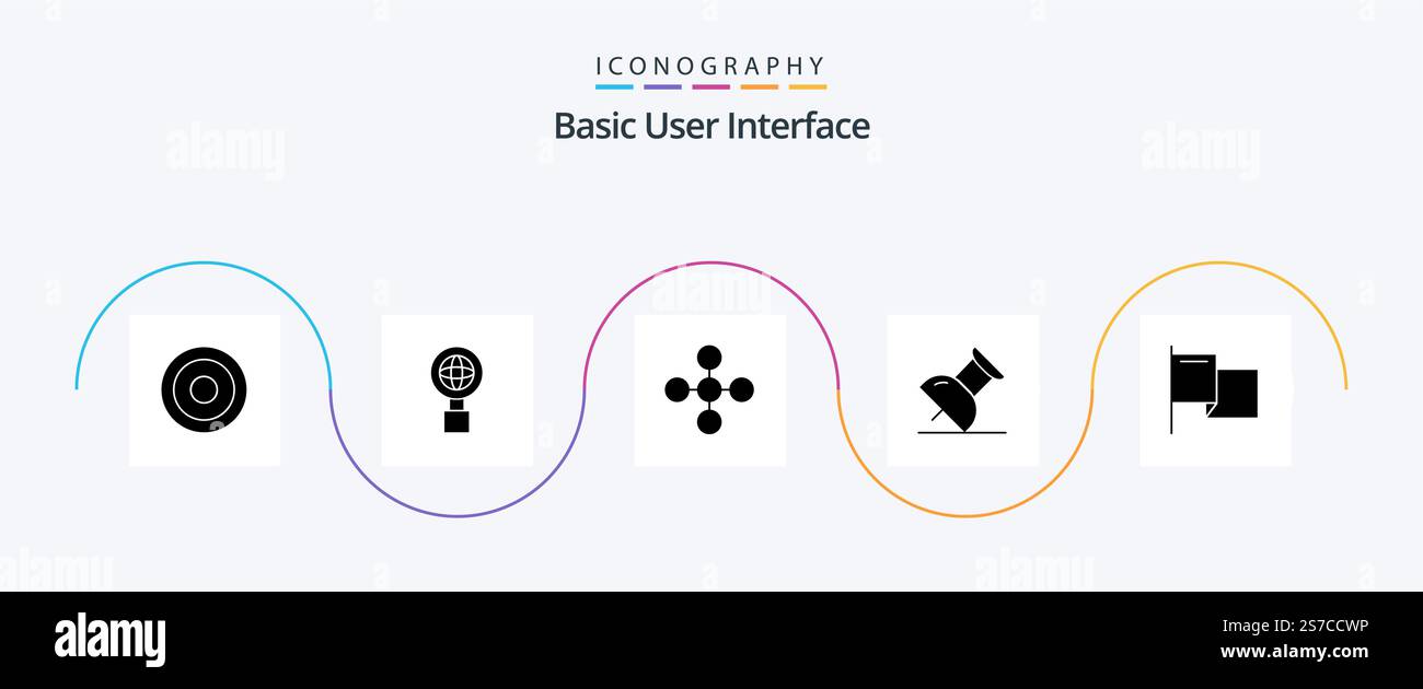 Basic Glyph 5 Icon Pack Including . mark. link. flag. pin Stock Vector ...