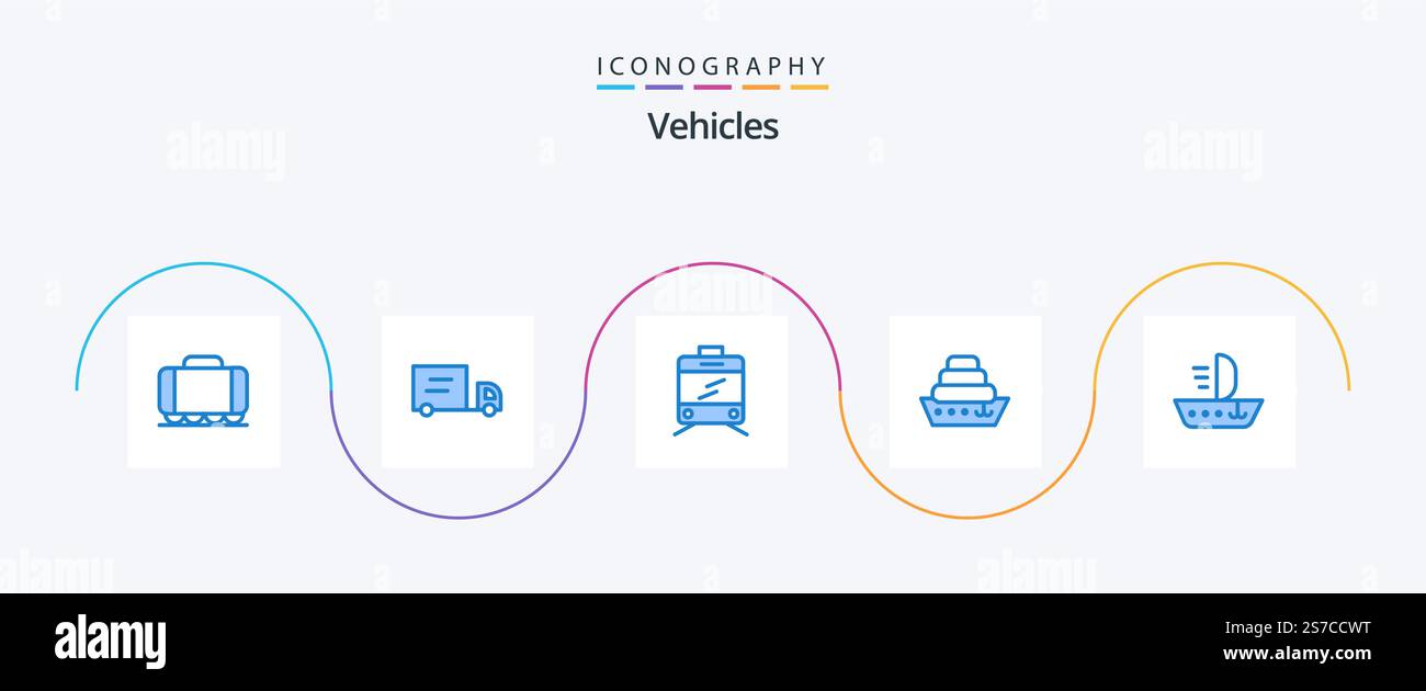Vehicles Blue 5 Icon Pack Including . liner. skiff Stock Vector Image ...