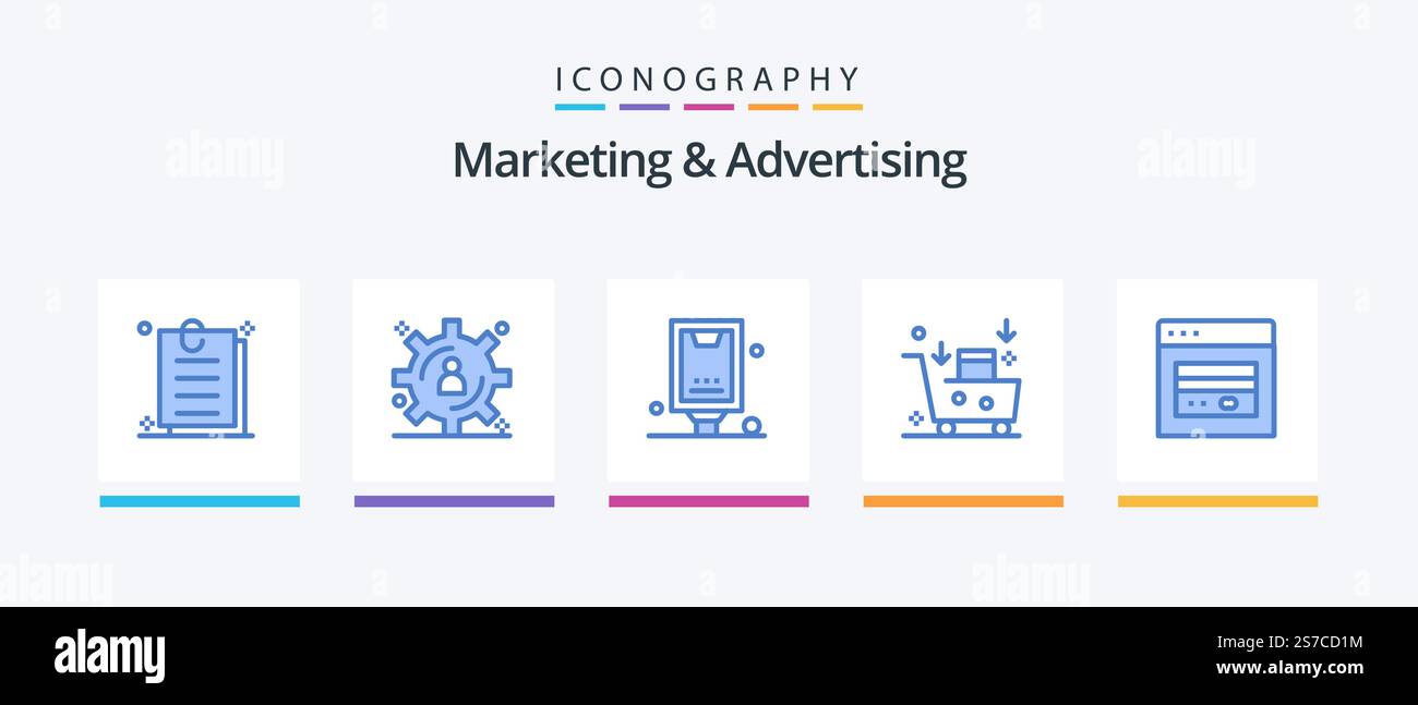 Marketing And Advertising Blue 5 Icon Pack Including card. emarketing ...