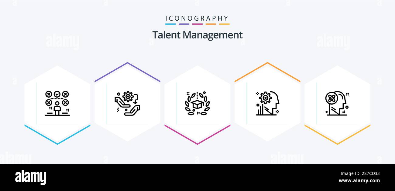 Talent Management 25 Line icon pack including process. mind ...