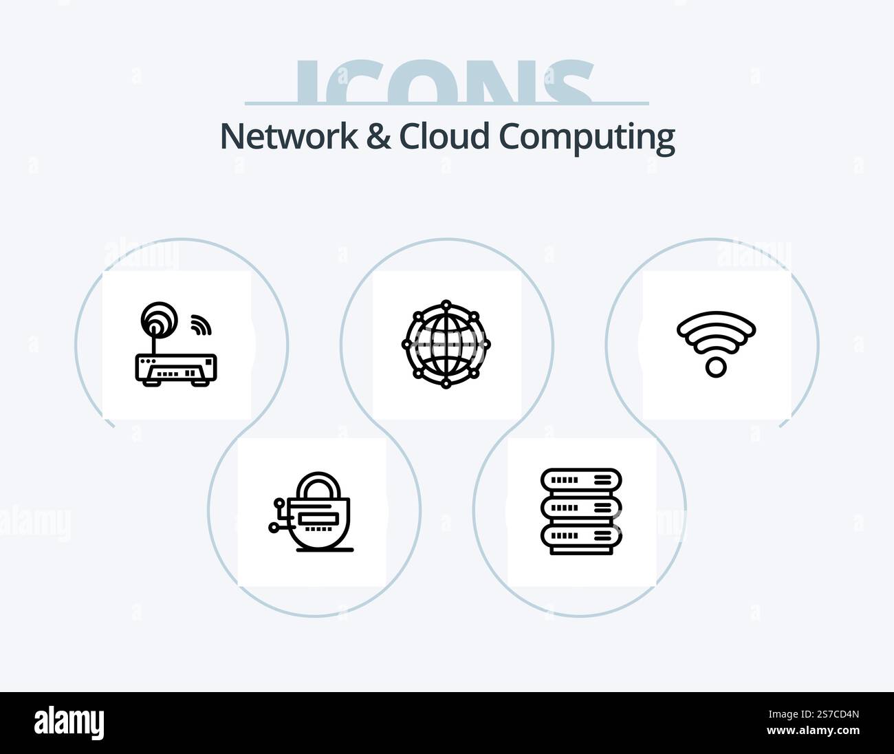 Network And Cloud Computing Line Icon Pack 5 Icon Design. electronic. computing. arrow. message ...