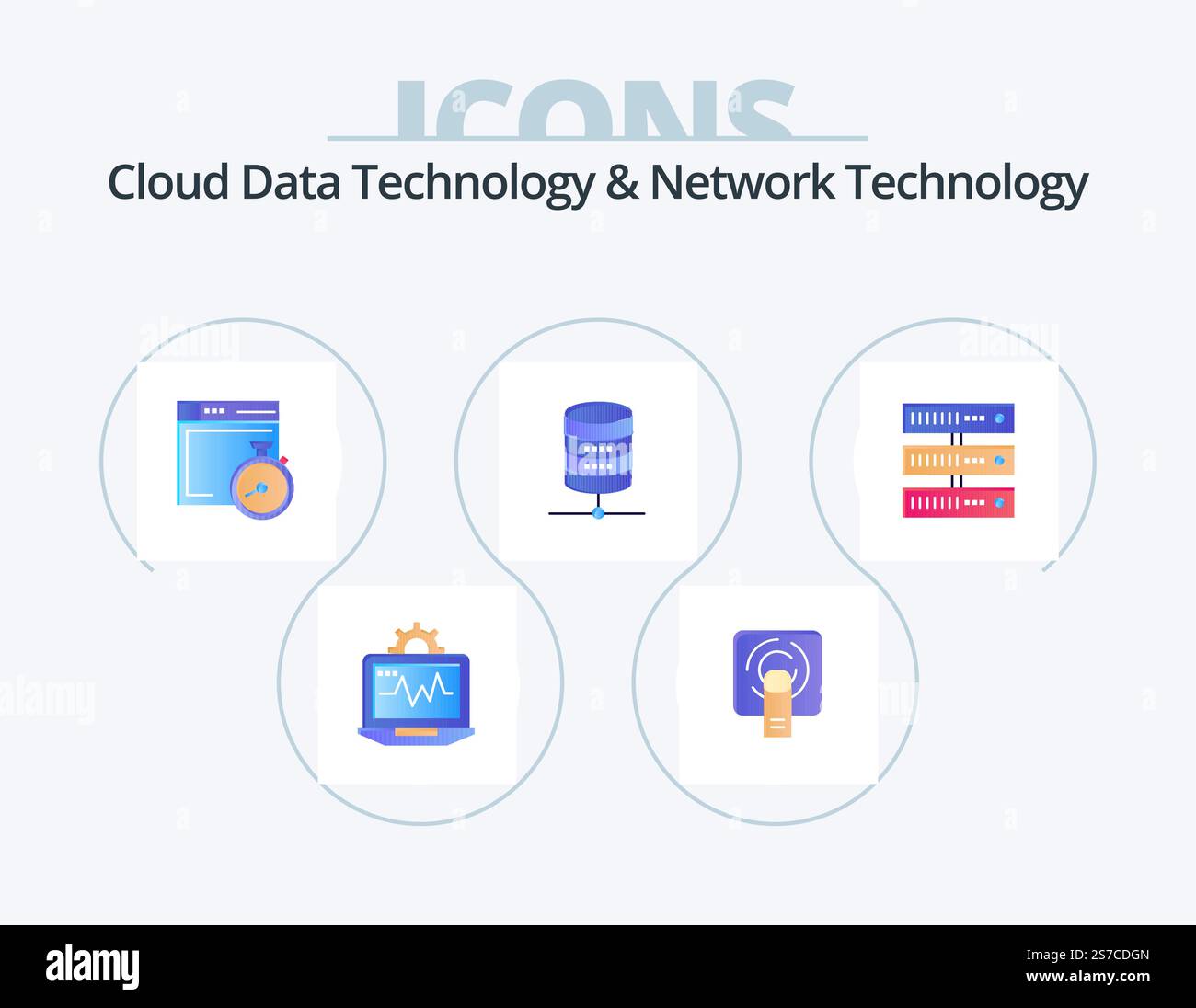 Cloud Data Technology And Network Technology Flat Icon Pack 5 Icon ...