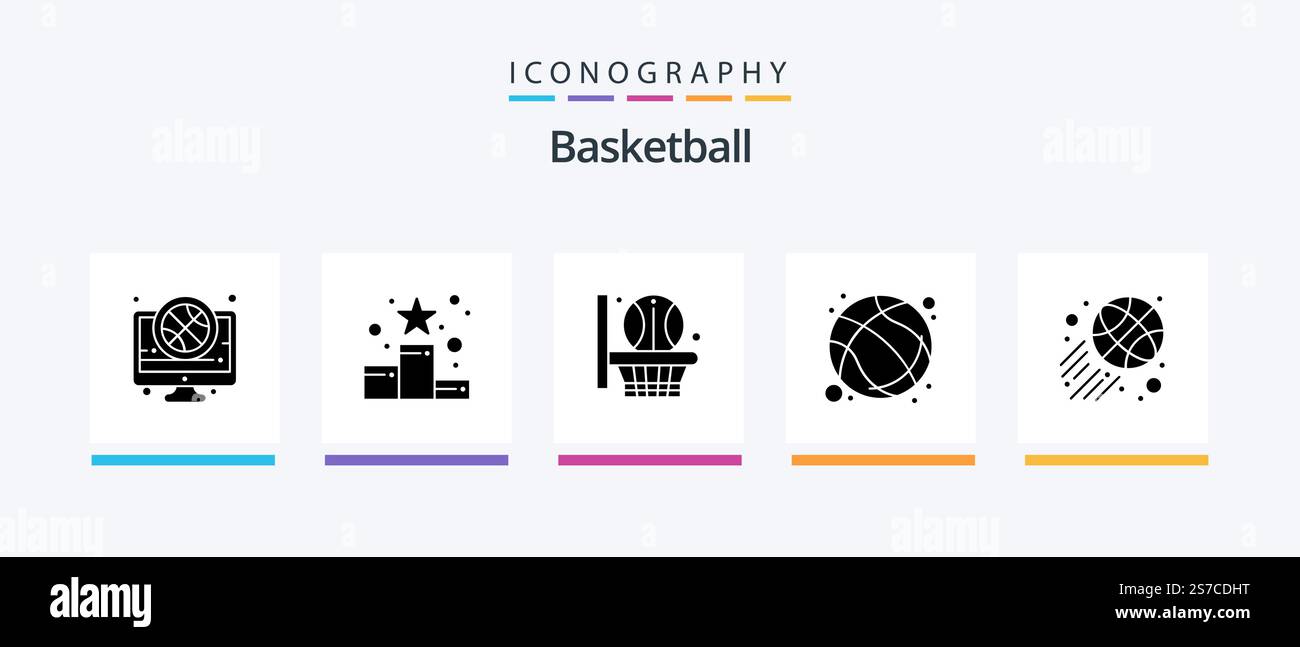 Basketball Glyph 5 Icon Pack Including exercise. game. ranking ...