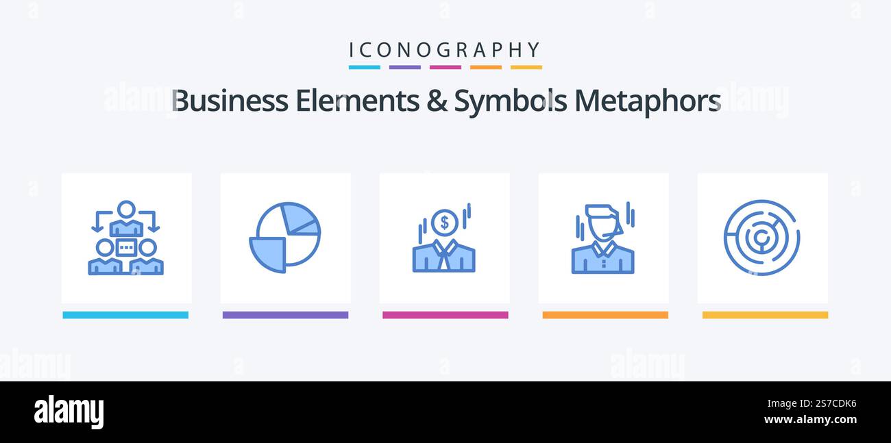 Business Elements And Symbols Metaphors Blue 5 Icon Pack Including ...