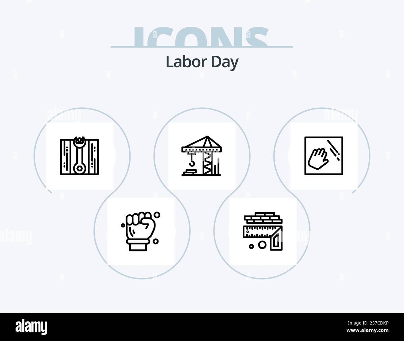 Labor Day Line Icon Pack 5 Icon Design. mask. tool. bbq. plumb bob. plumb Stock Vector Image ...