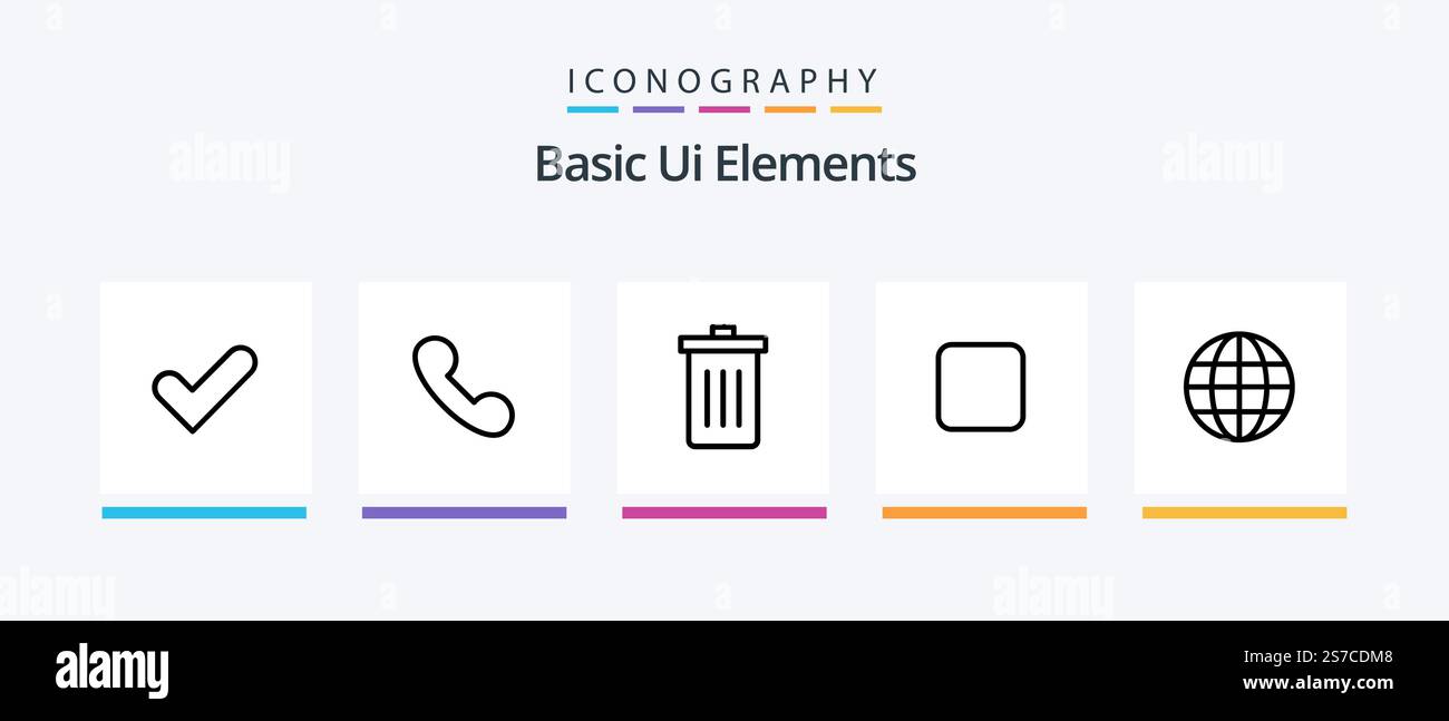 Basic Ui Elements Line 5 Icon Pack Including unchecked. box. alert. downlod. arrow. Creative ...