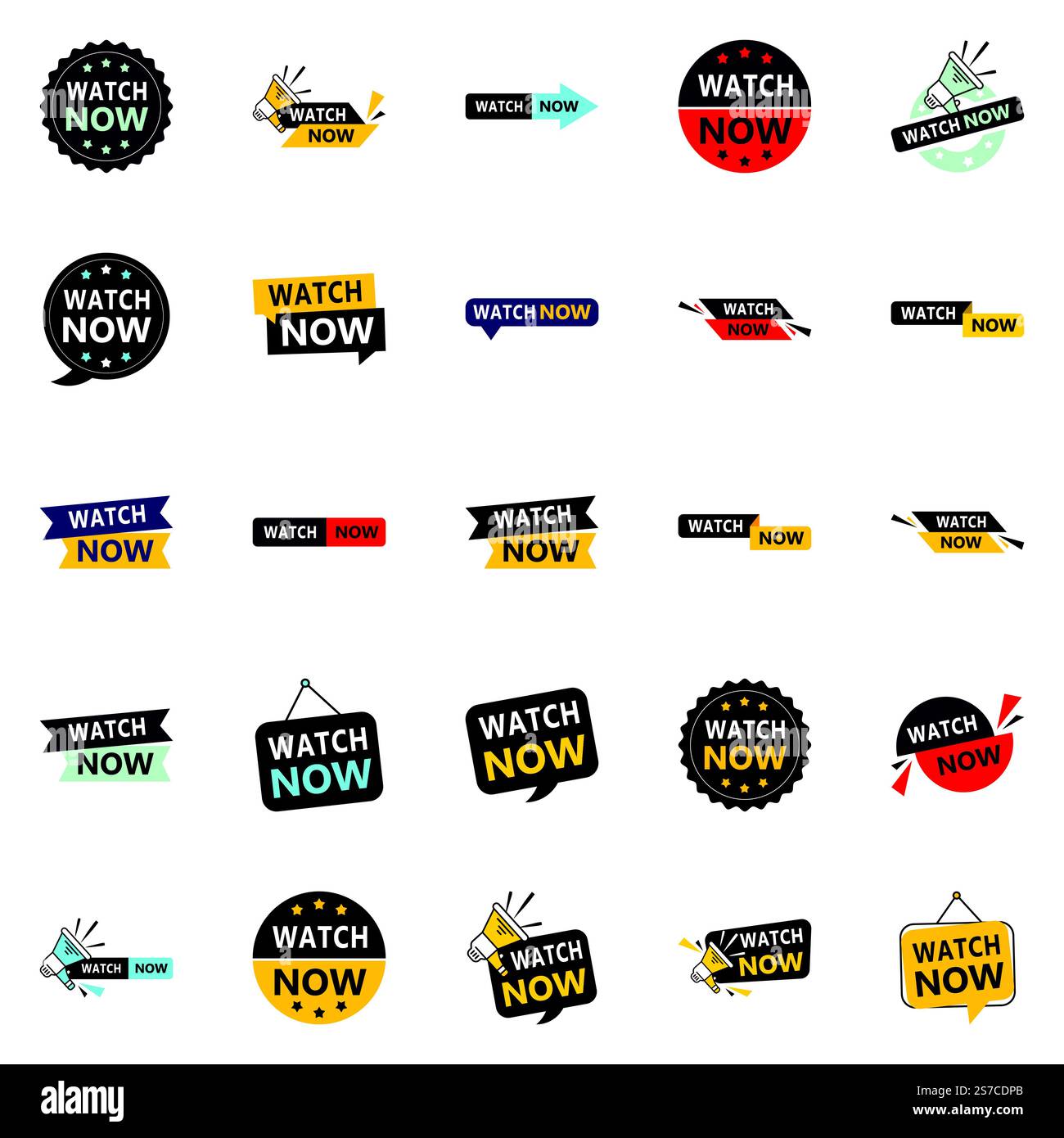 Grab Customers Attention with Our Pack of 25 Watch Now Banners Stock ...