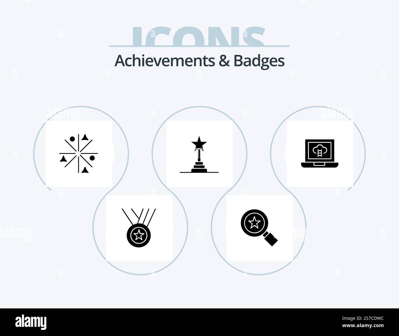 Achievements and Badges Glyph Icon Pack 5 Icon Design. badge ...