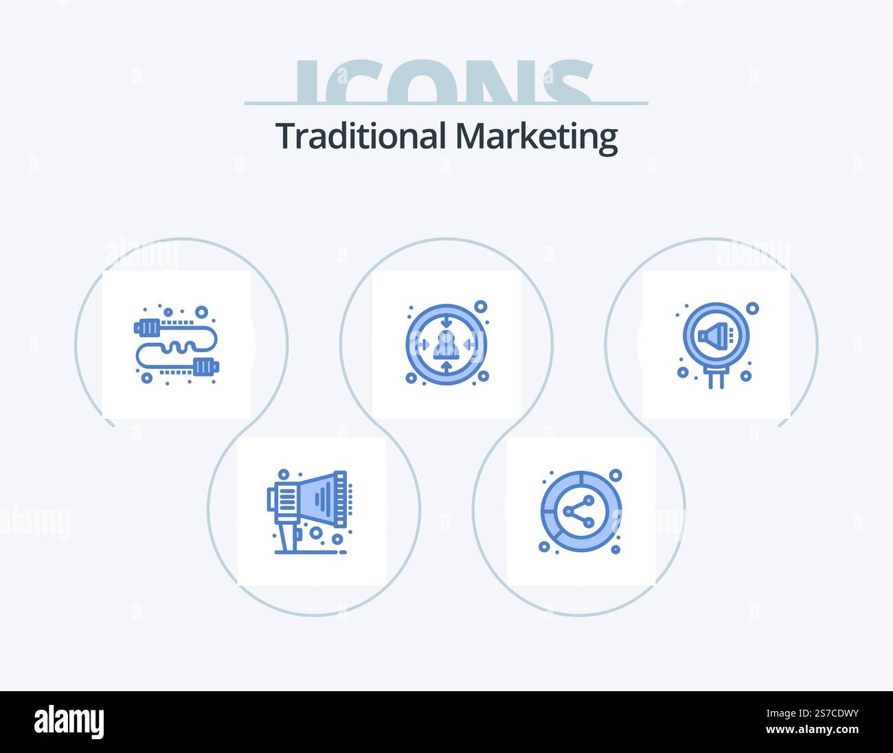 Traditional Marketing Blue Icon Pack 5 Icon Design. management ...