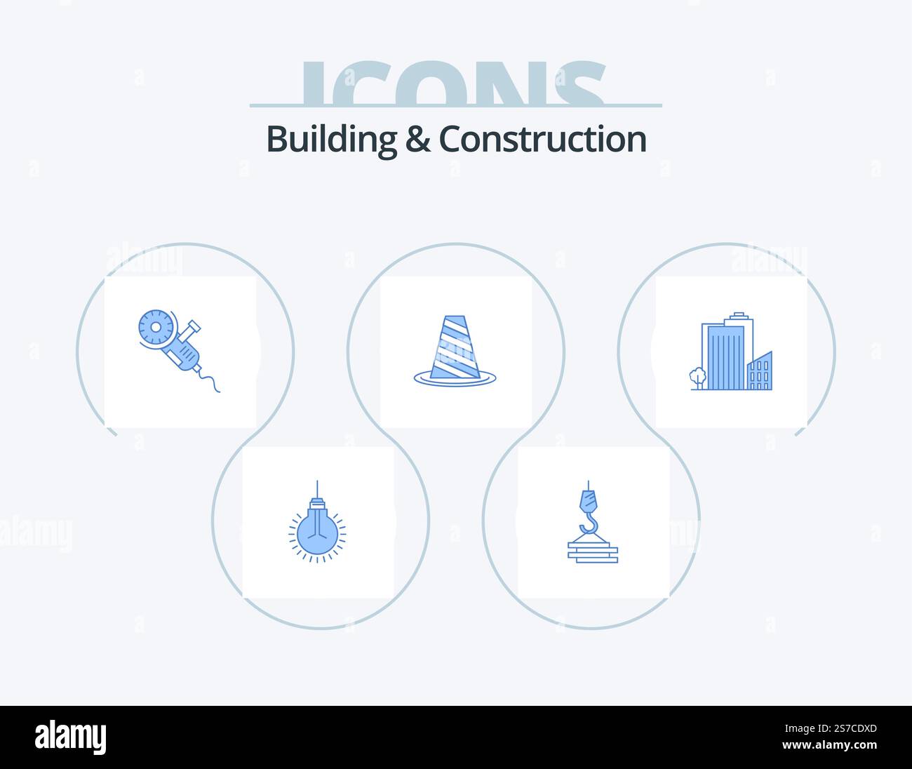 Building And Construction Blue Icon Pack 5 Icon Design. road. cone. harbor. blade. power Stock ...