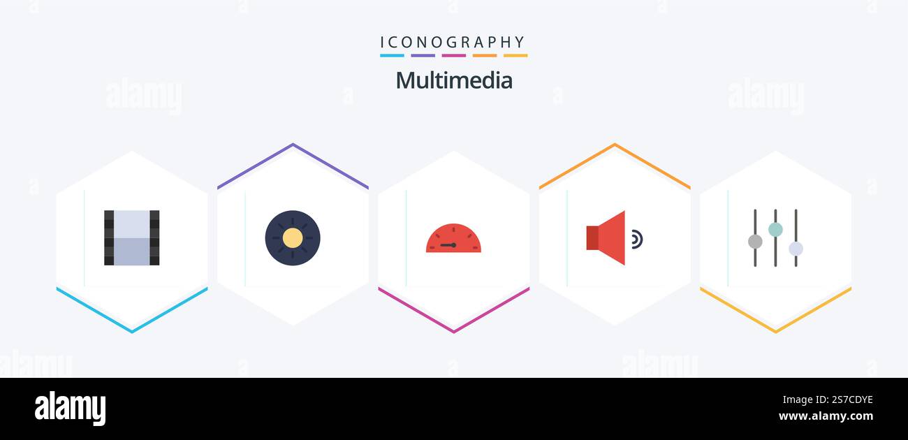 Multimedia 25 Flat icon pack including . sound. . options Stock Vector ...