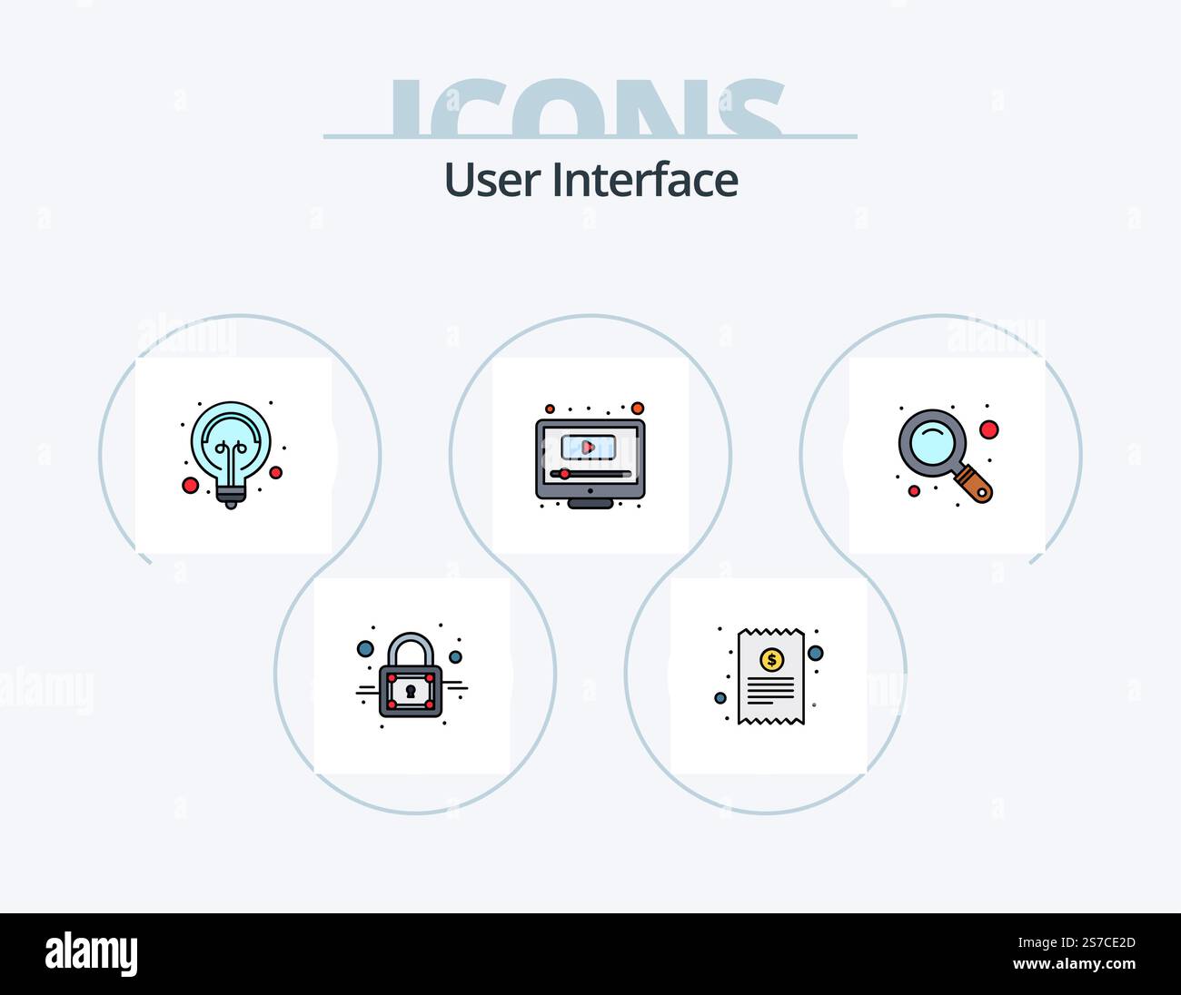 User Interface Line Filled Icon Pack 5 Icon Design. . screen. shop. play. settings Stock Vector ...