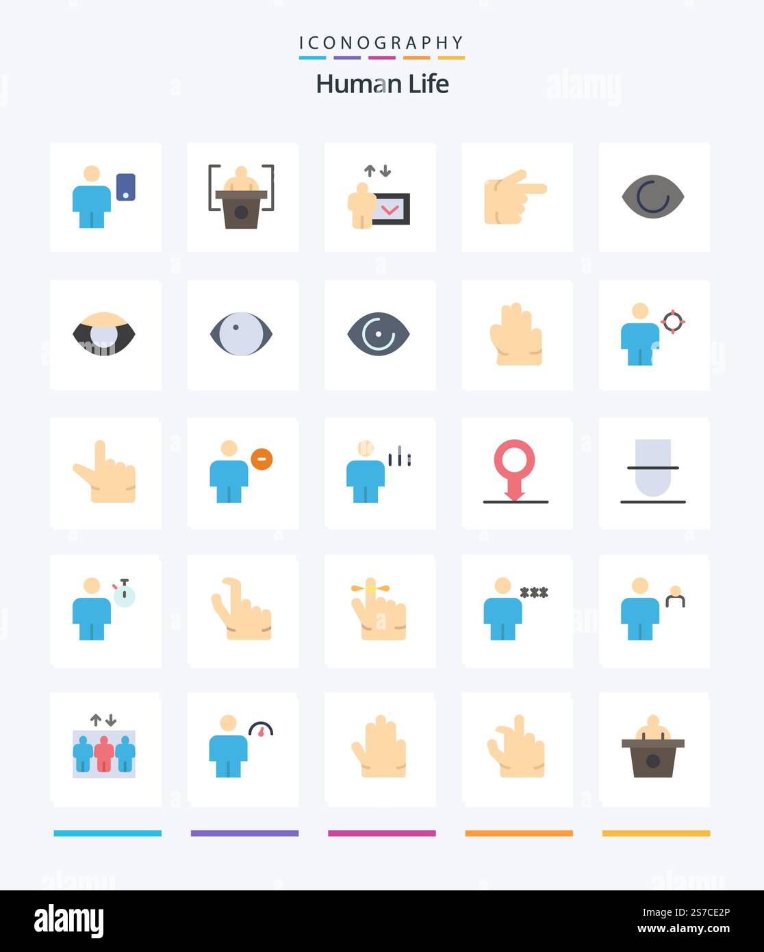 Creative Human 25 Flat icon pack Such As avatar. grab. finger. vision ...