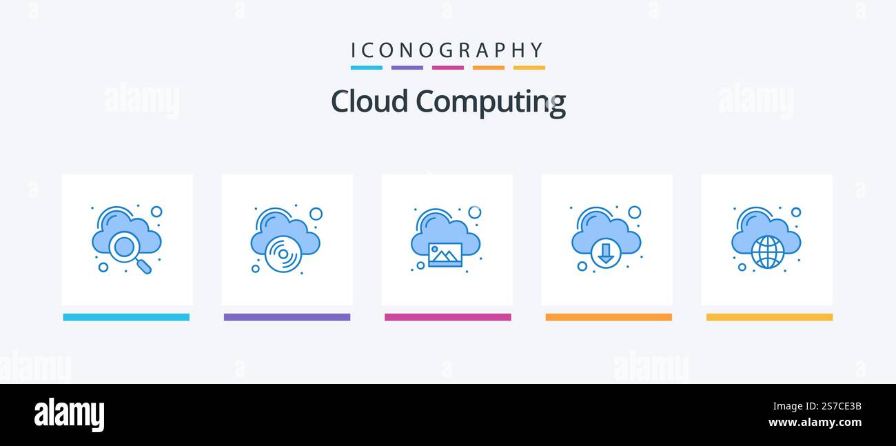 Cloud Computing Blue 5 Icon Pack Including computing. image. cloud ...