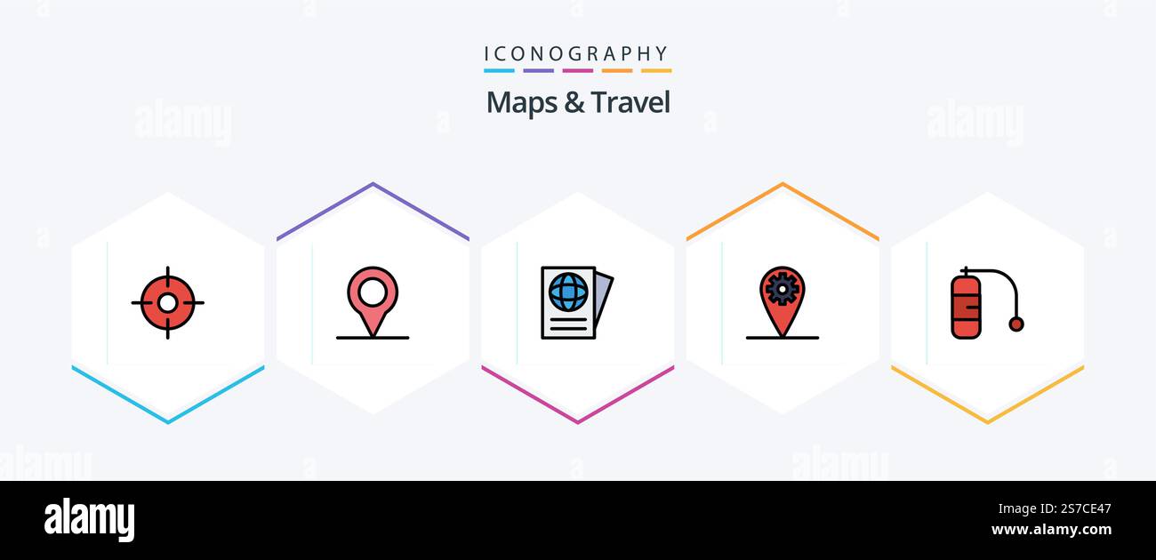 Maps and Travel 25 FilledLine icon pack including . gear. . travel ...