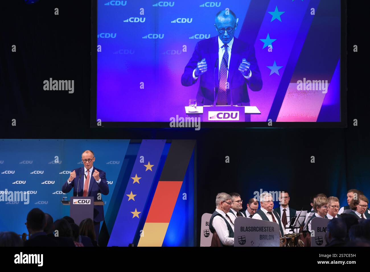 Brilon, Germany. 19th Jan, 2025. Union chancellor candidate Friedrich ...