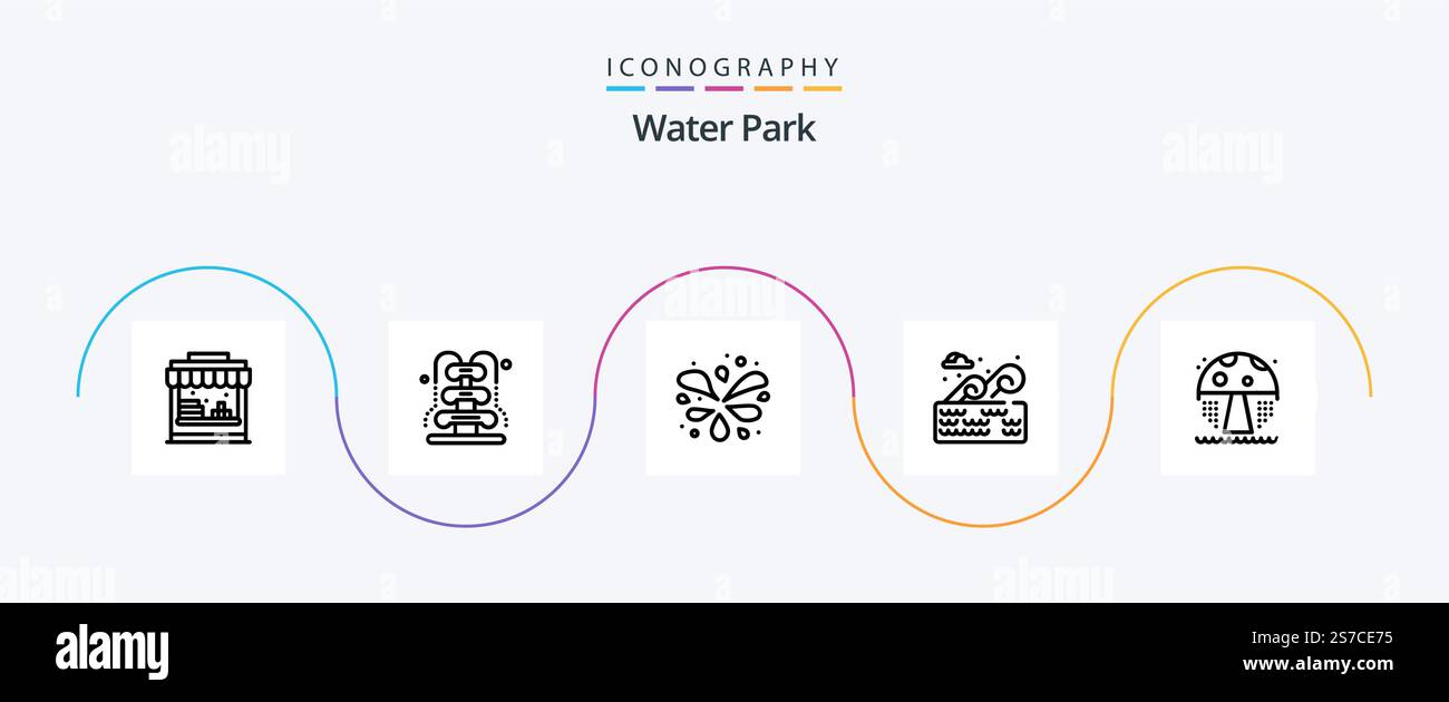 Water Park Line 5 Icon Pack Including . park. park. water. place Stock ...