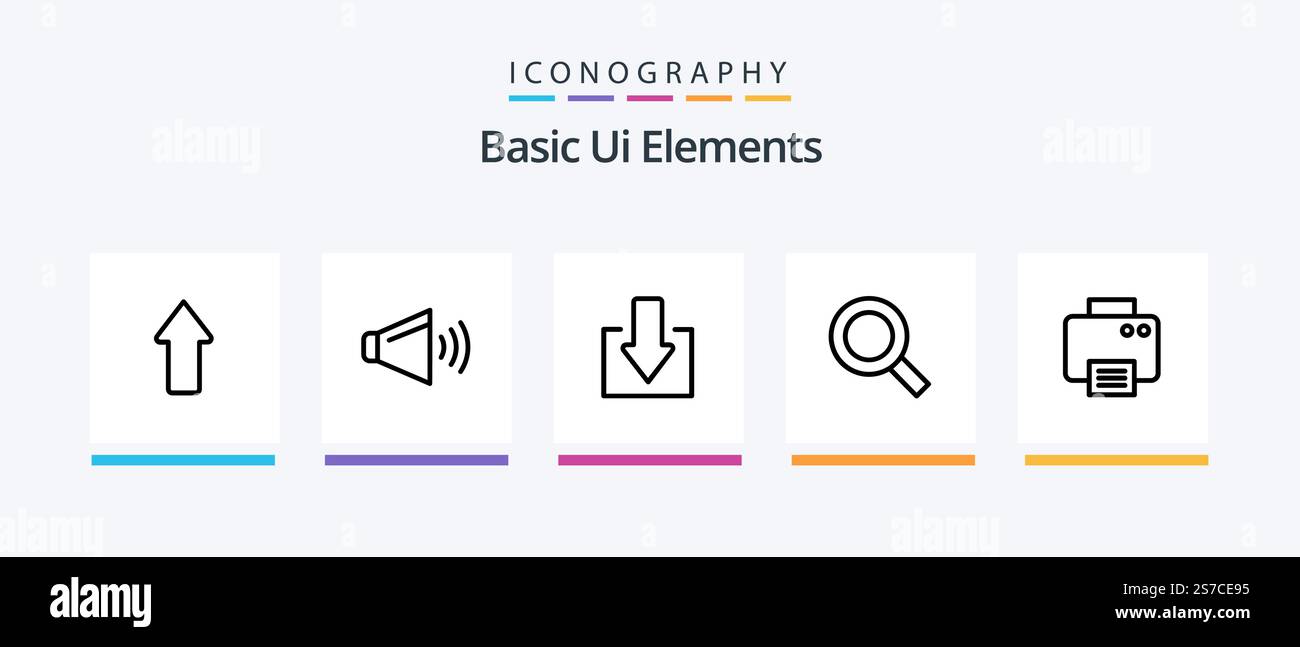 Basic Ui Elements Line 5 Icon Pack Including speaker. storage. price ...