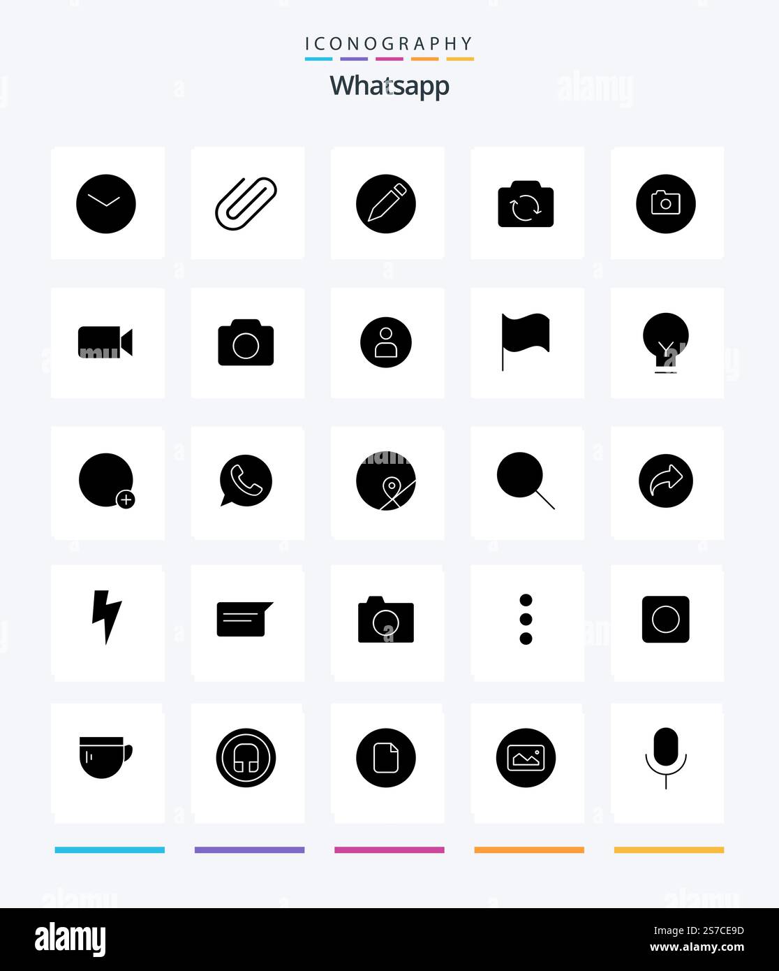 Creative Whatsapp 25 Glyph Solid Black icon pack Such As basic. camera ...