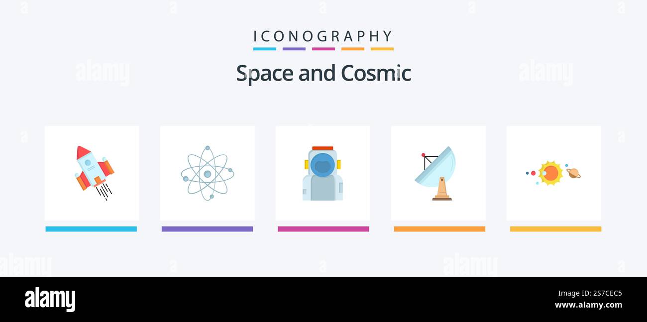 Space Flat 5 Icon Pack Including radar. satellite. chemistry. suit. spaceman. Creative Icons ...