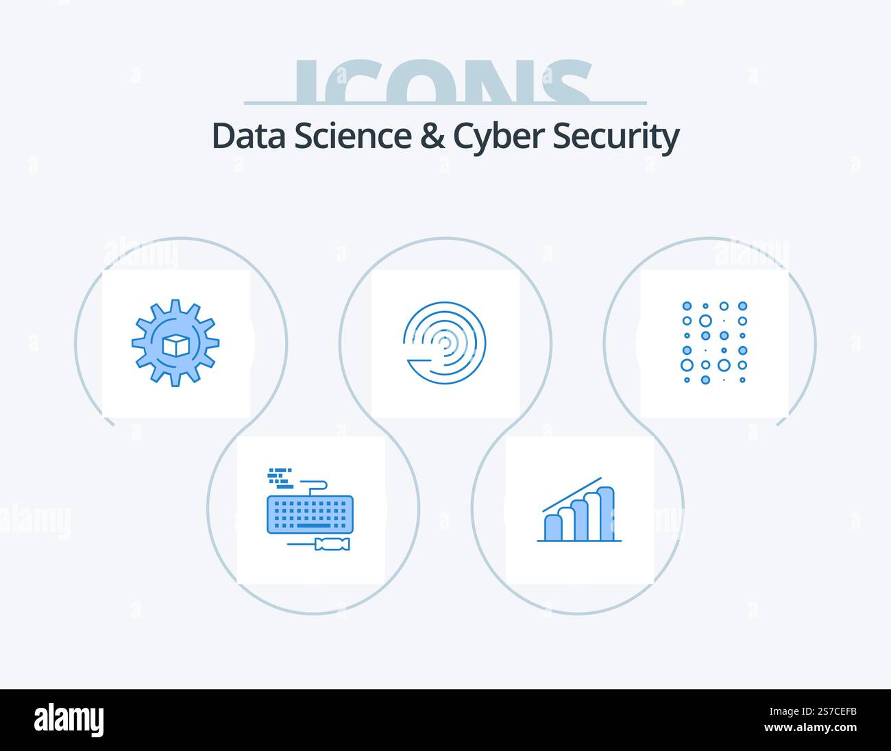 Data Science And Cyber Security Blue Icon Pack 5 Icon Design. data ...