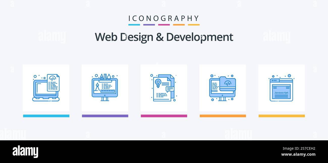Web Design And Development Blue 5 Icon Pack Including development ...
