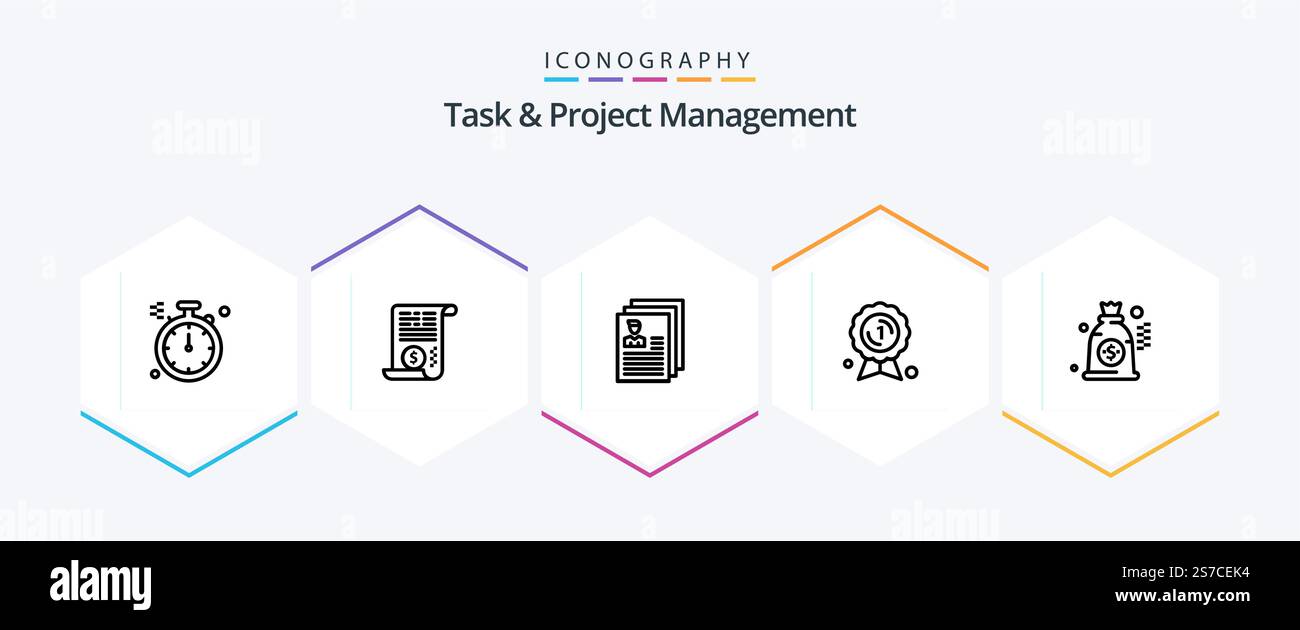 Task And Project Management 25 Line icon pack including award badge ...
