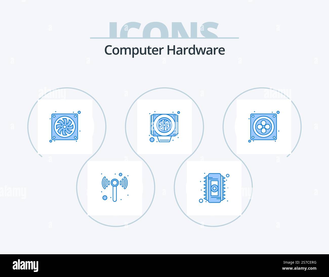 Computer Hardware Blue Icon Pack 5 Icon Design. . fan. computer. computer. cooler Stock Vector ...