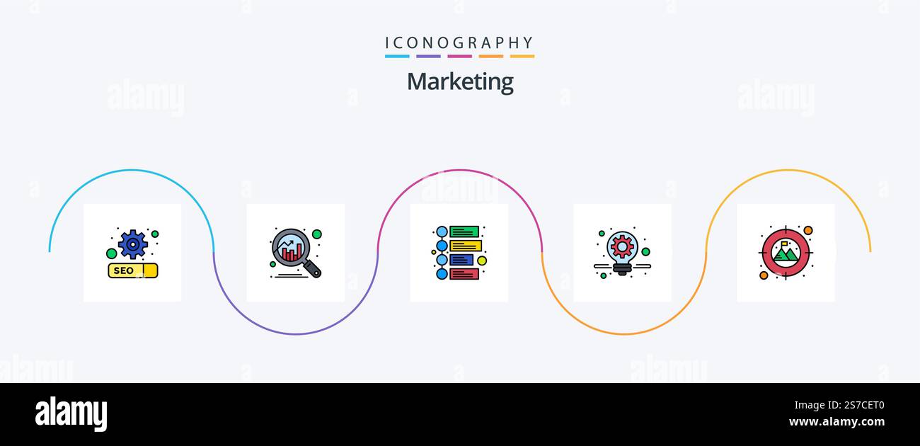 Marketing Line Filled Flat 5 Icon Pack Including . timeline. target. focus Stock Vector Image ...