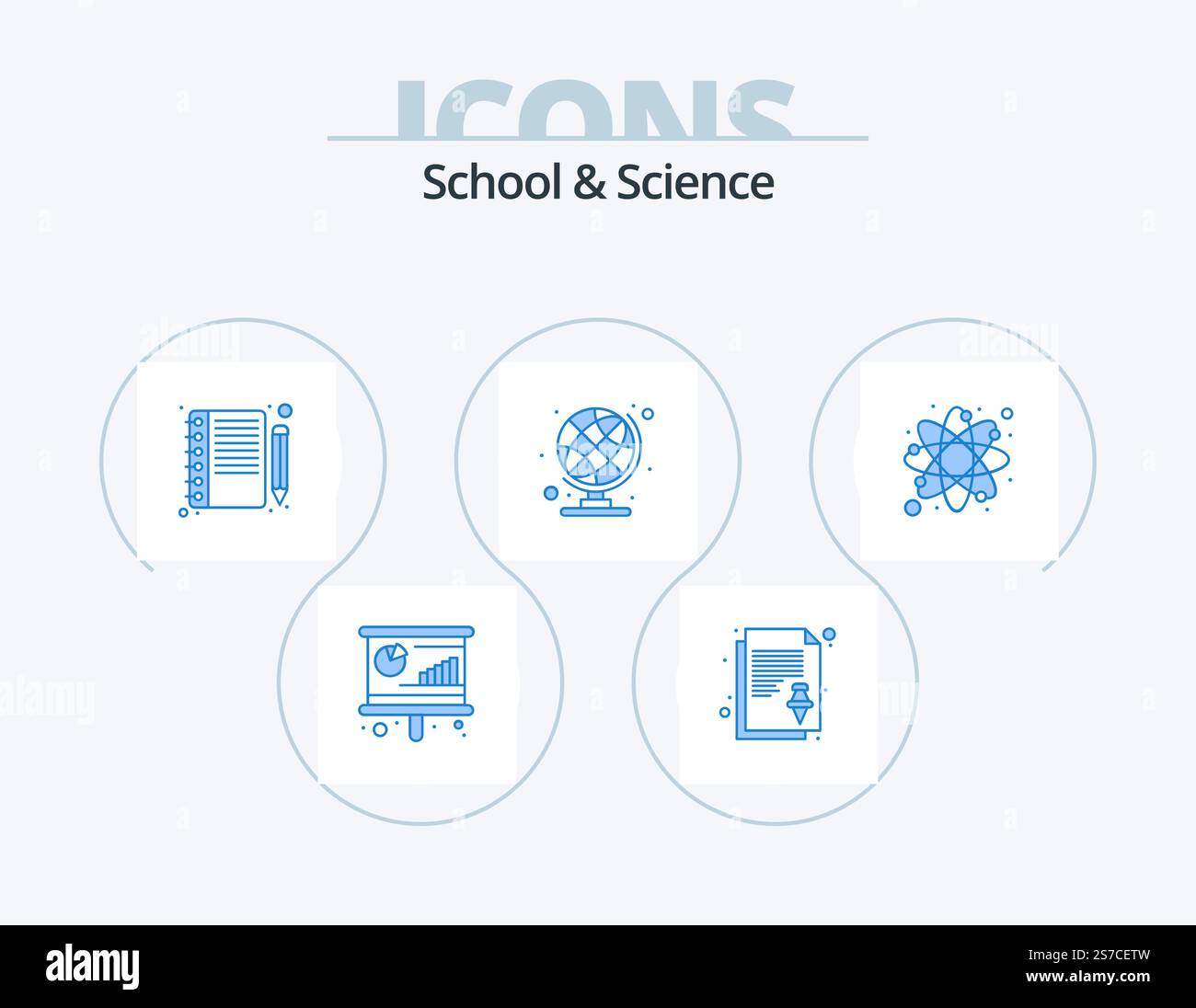 School And Science Blue Icon Pack 5 Icon Design. laboratory. education ...