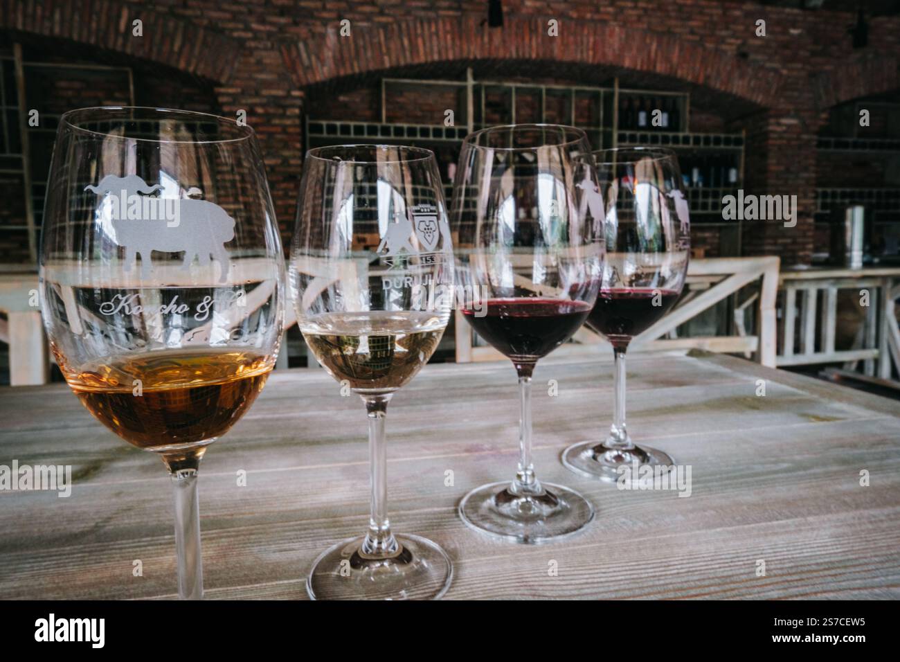 Wine tasting at the Kindzmarauli winey, red wine, white wine and ...