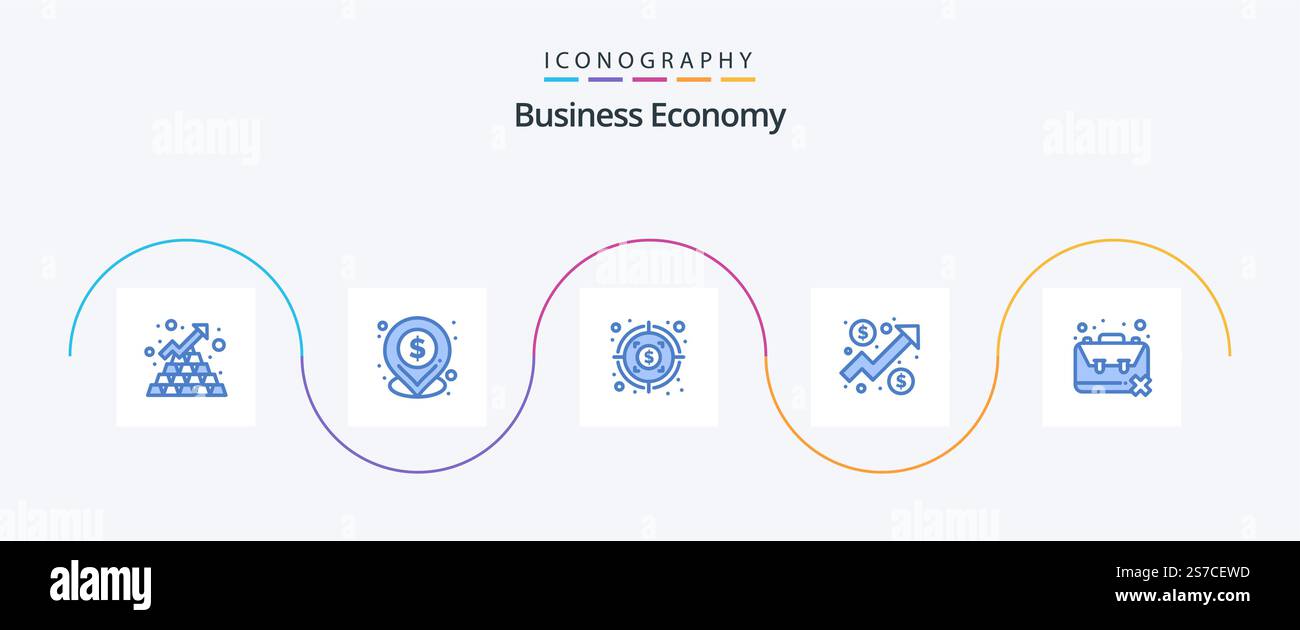 Economy Blue 5 Icon Pack Including population. idleness. money. graph ...