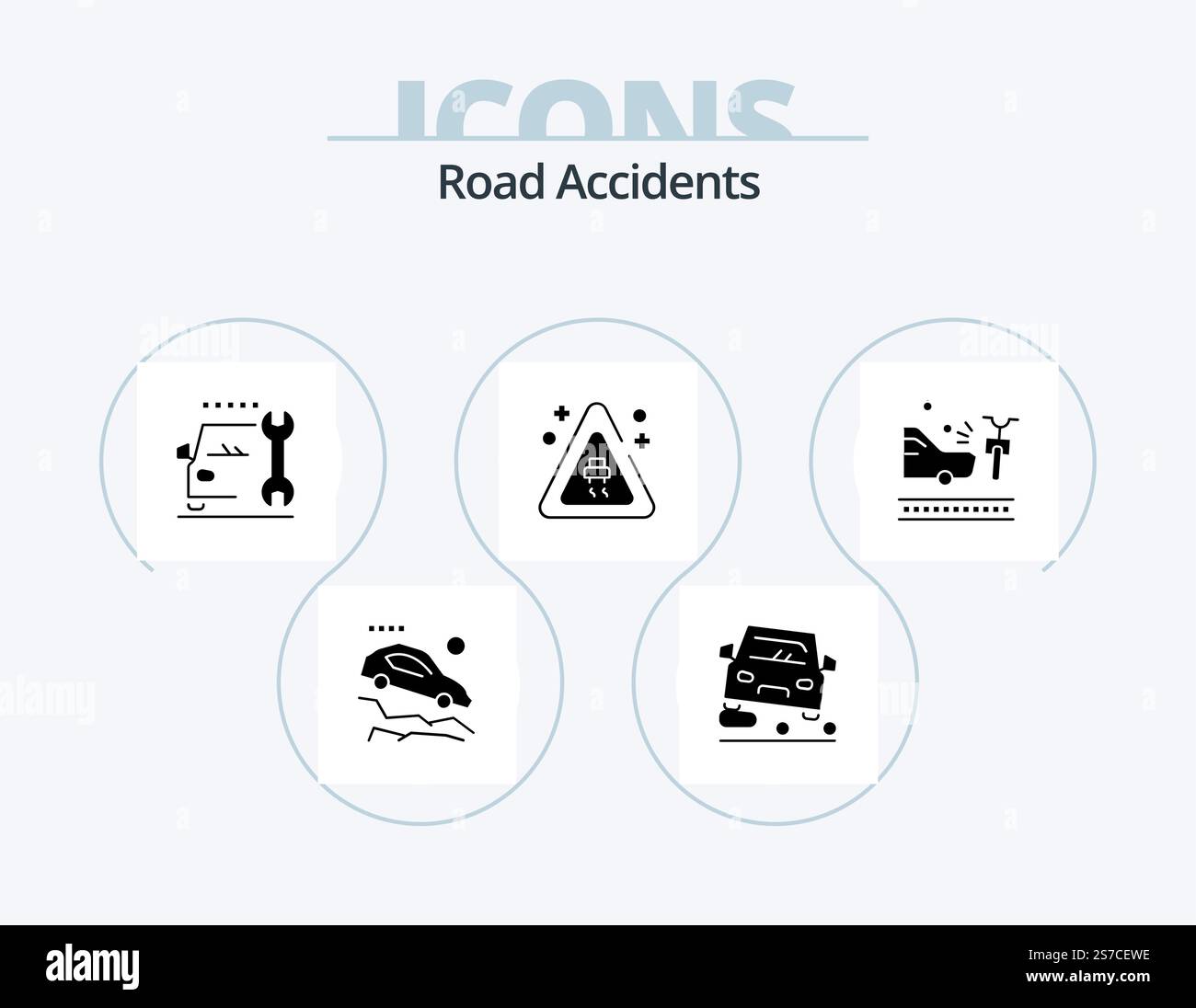 Road Accidents Glyph Icon Pack 5 Icon Design. car. accident. car ...