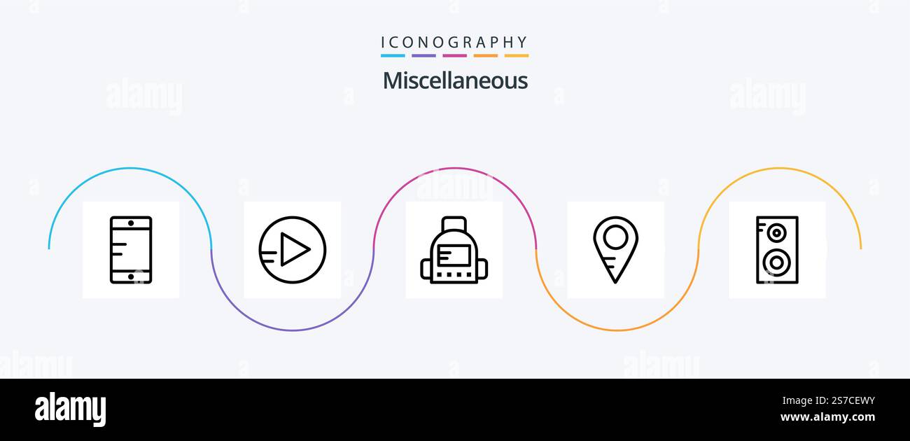 Miscellaneous Line 5 Icon Pack Including . map. music class Stock ...