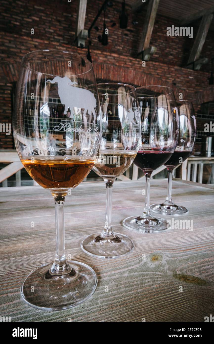 Wine tasting at the Kindzmarauli winey, red wine, white wine and ...