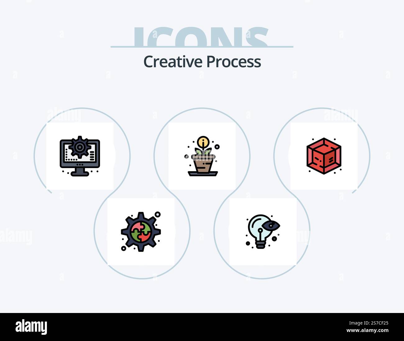 Creative Process Line Filled Icon Pack 5 Icon Design. . process. process. creative. process ...