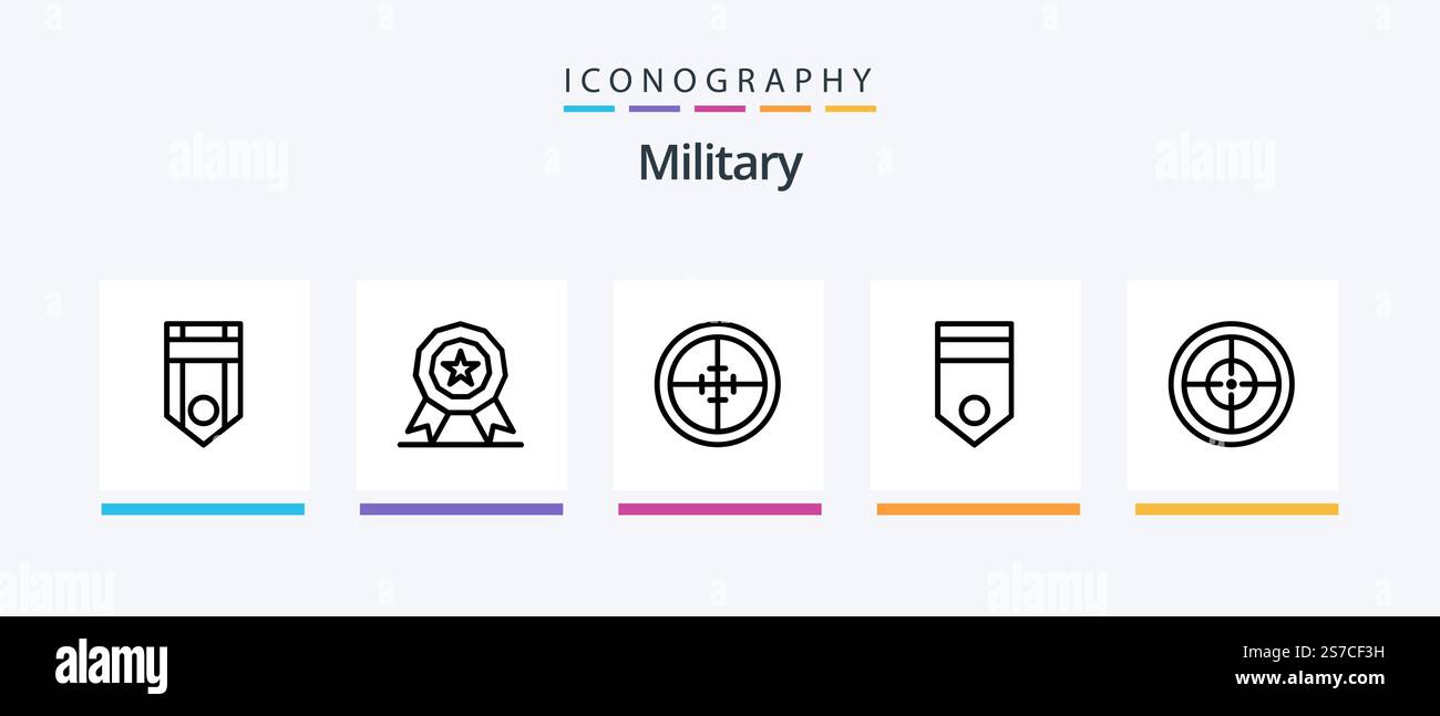 Military Line 5 Icon Pack Including badge. soldier. insignia. military ...