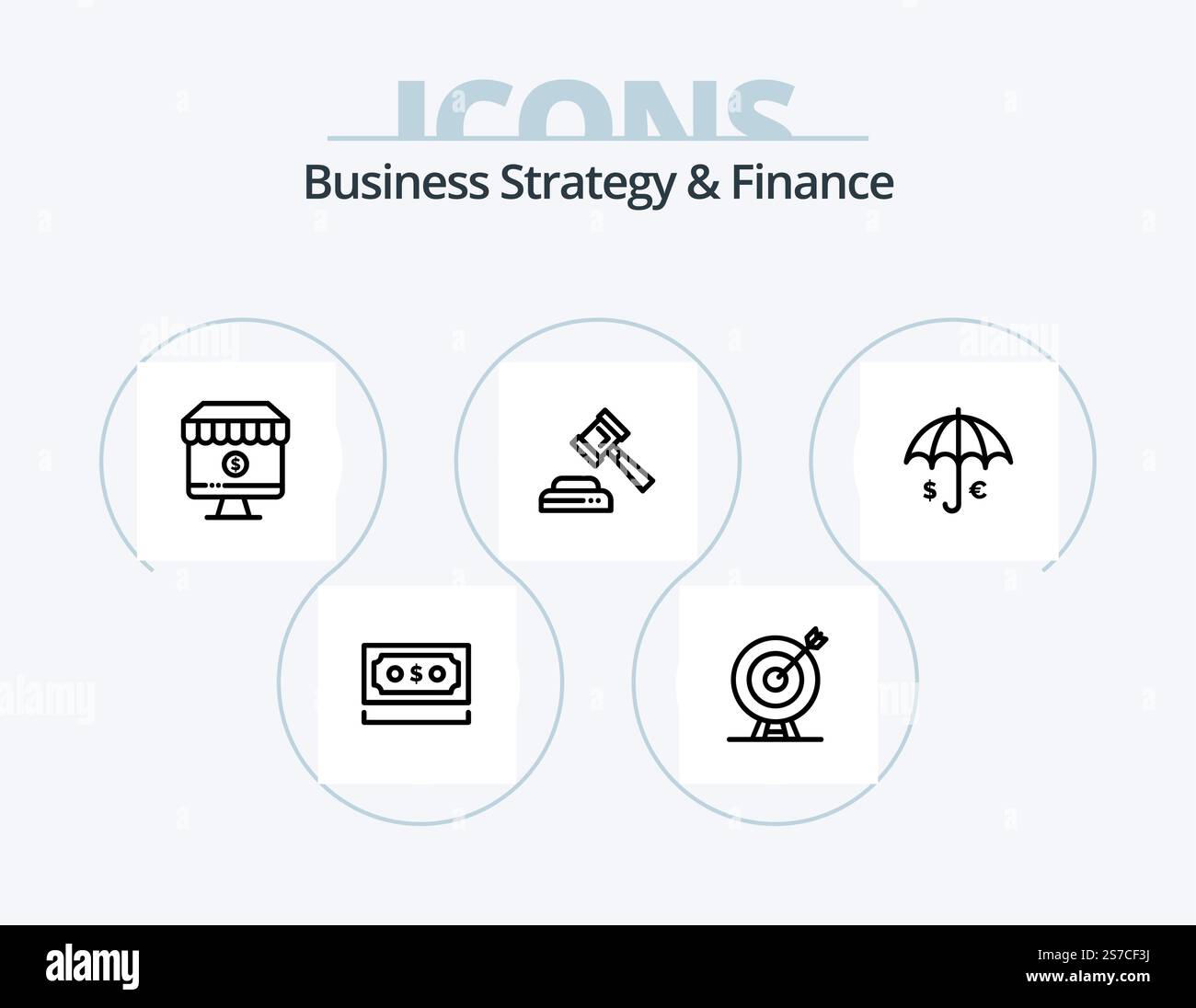 Business Strategy And Finance Line Icon Pack 5 Icon Design. dollar ...