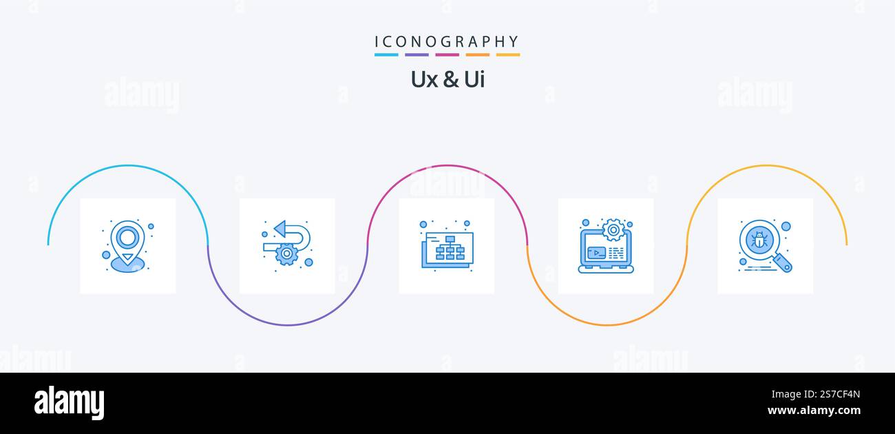 Ux And Ui Blue 5 Icon Pack Including scan. setting. map. laptop ...