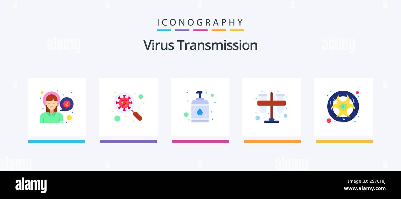 Virus Transmission Flat 5 Icon Pack Including hazard. practicum. virus ...