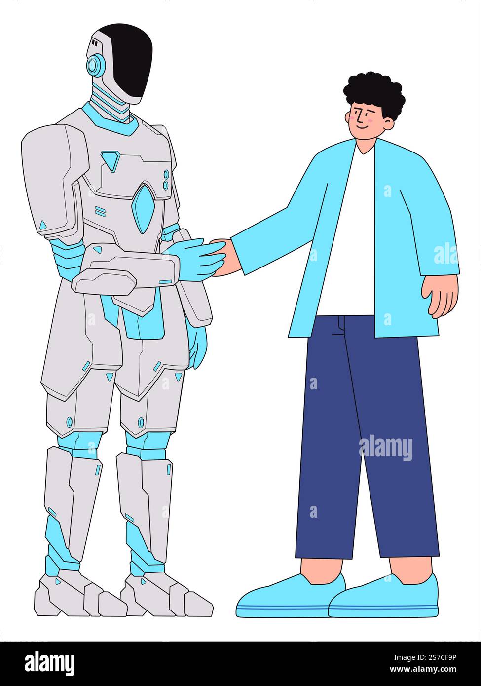 Robot and human relationship handshake interaction cooperation partnership assistance modern ...