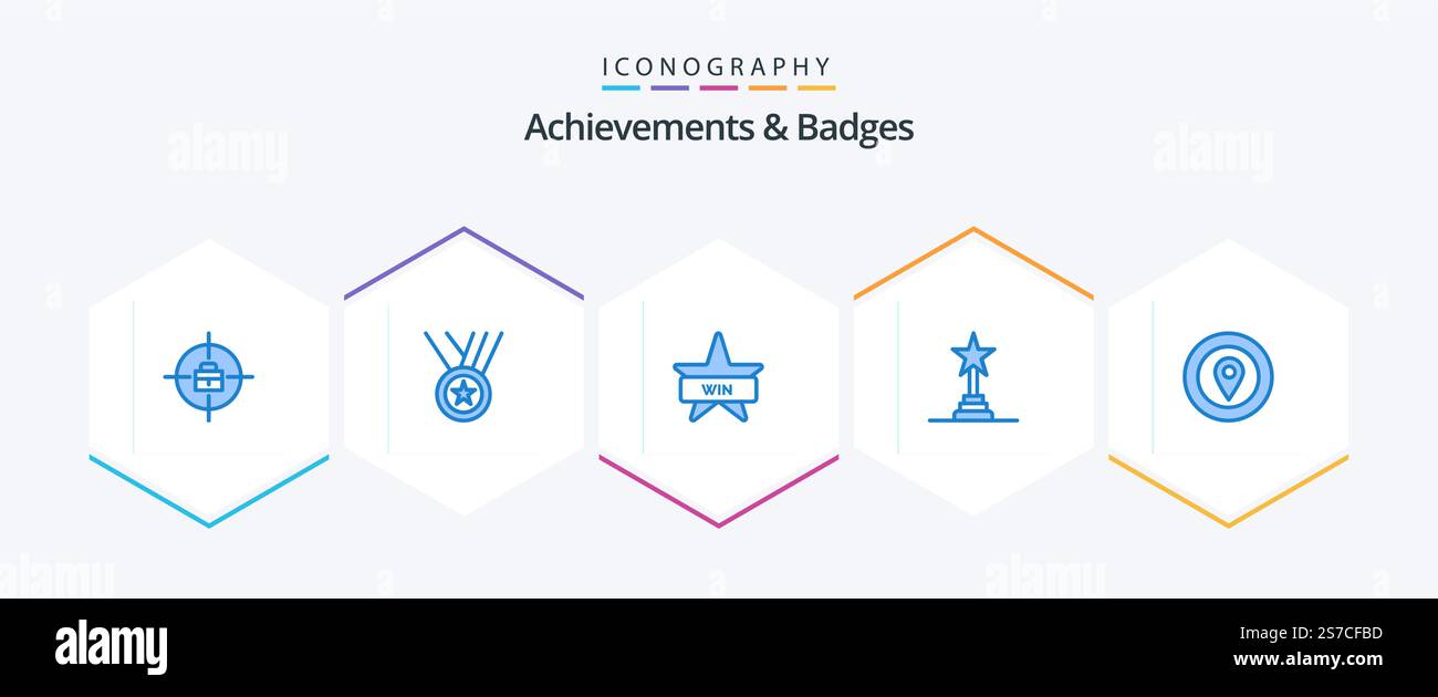 Achievements and Badges 25 Blue icon pack including prize. location ...
