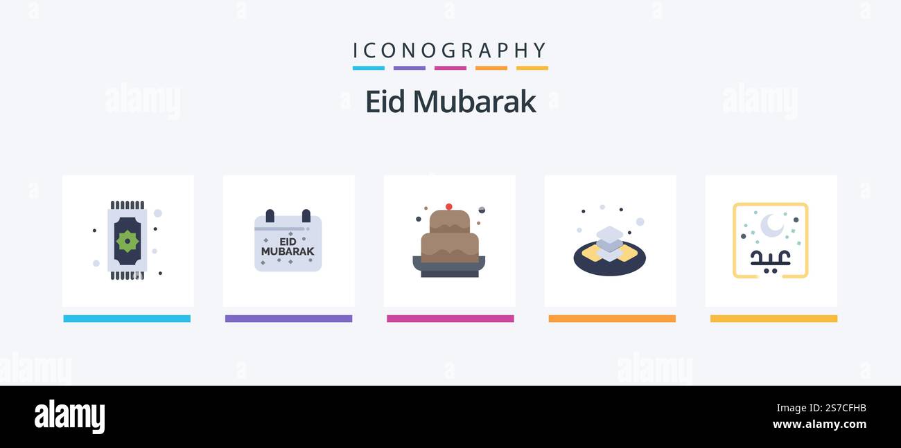 Eid Mubarak Flat 5 Icon Pack Including gift. sweet. celebration. eid ...