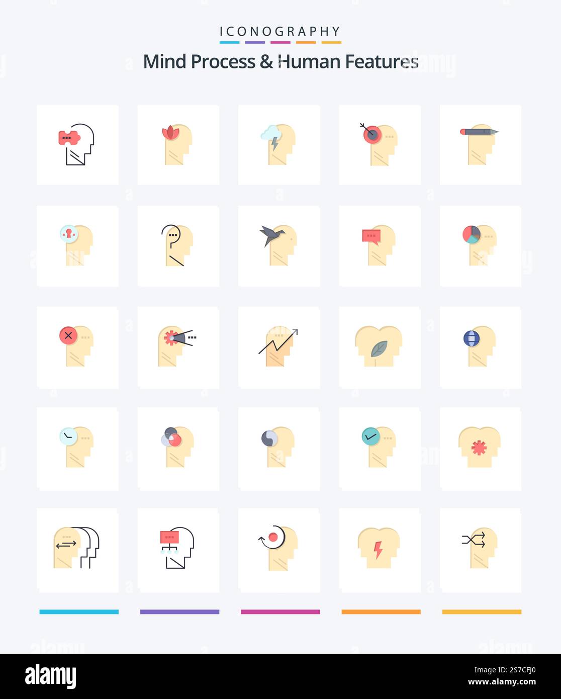 Creative Mind Process And Human Features 25 Flat icon pack Such As mind ...