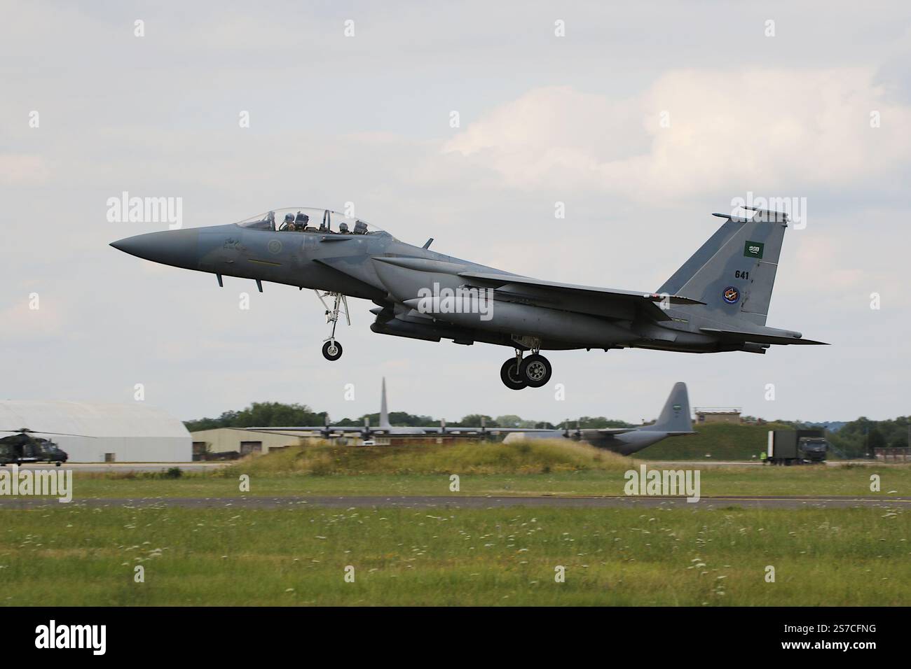 641 (12-1076), a Boeing F-15SA Eagle operated by the Royal Saudi Air Force, arriving at RAF ...