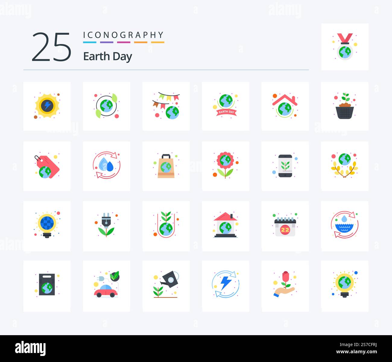 Earth Day 25 Flat Color icon pack including celebration. global ...