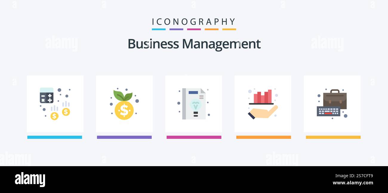 Business Management Flat 5 Icon Pack Including business. graph. finance ...