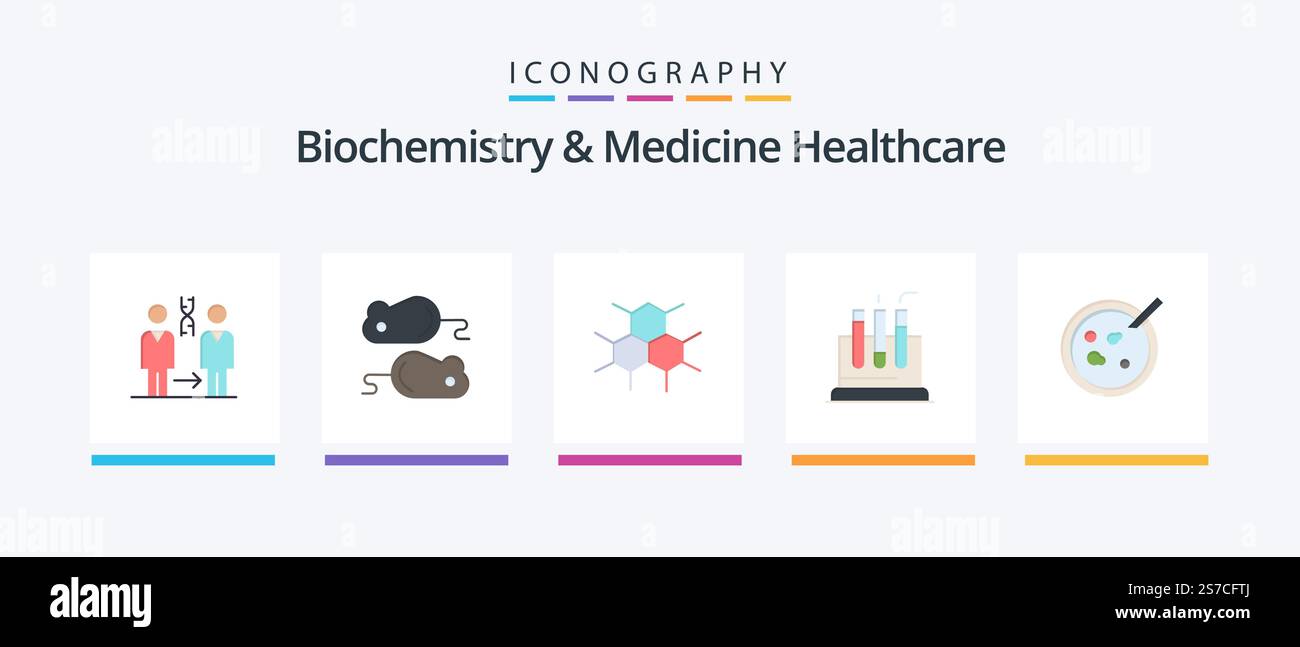 Biochemistry And Medicine Healthcare Flat 5 Icon Pack Including petri ...